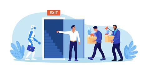 Premium Vector Artificial Intelligence Ai Robot Is Replacing Humans People Is Fired