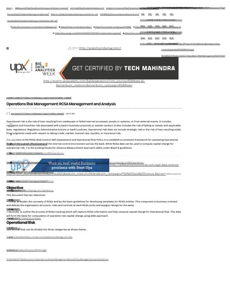 Operations Risk Management Rcsa Management And Analysis Pdf Operational Risk Risk Management