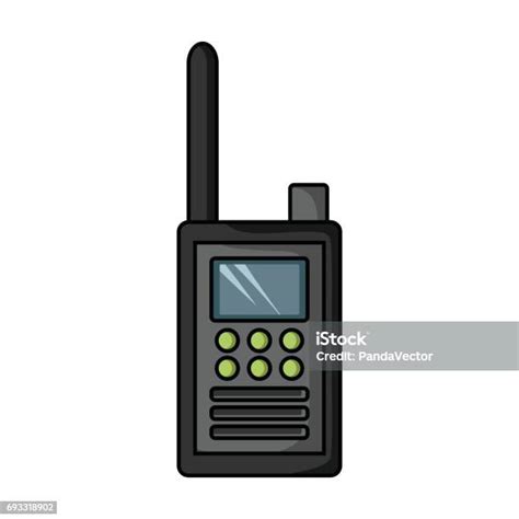 흰색 배경에 고립 된 만화 스타일에서 휴대용 트랜시버 아이콘 박물관 기호 스톡 벡터 일러스트입니다 0명에 대한 스톡 벡터 아트