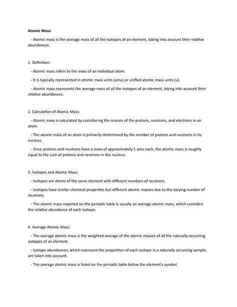Atomic Mass Definition Atomic Mass Refers To The Mass Of An Individual Atom It Is Typically