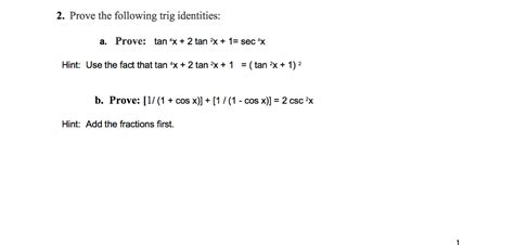 Solved Prove The Following Trig Identities A Prove Tan Chegg