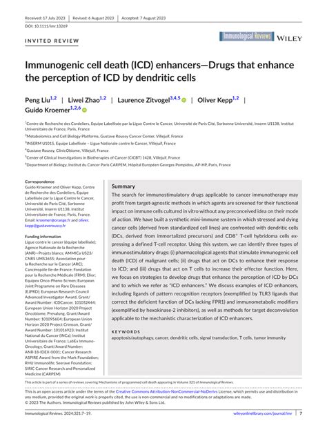 Pdf Immunogenic Cell Death Icd Enhancers—drugs That Enhance The