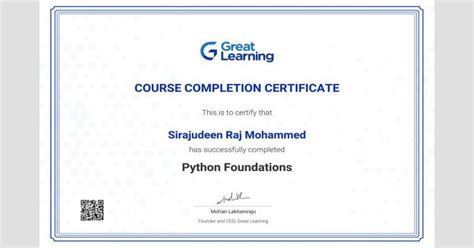 Sirajudeen Raj Mohamed On Linkedin Python Foundations Completion
