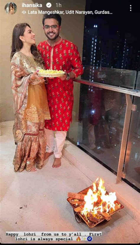 Hansika Motwani Celebrates First Lohri After Marriage With Her Husband