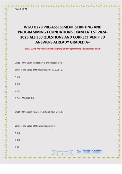 Wgu D278 Pre Assessment Scripting And Programming Foundations Exam