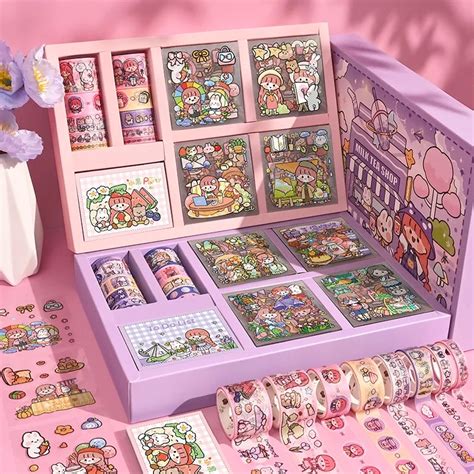 시공 리모델링 귀여운 카툰 토끼 곰 테두리 글자 스티커 Diy 스크랩북 일기장 노트북 스티커 귀여운 어린이 스티커 2 개팩 핸드폰닷컴