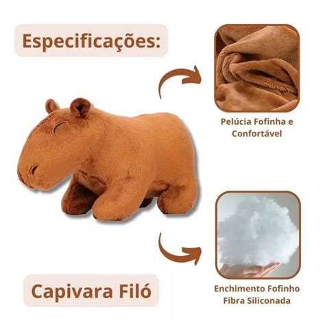 Capivara Filó de Pelúcia Antialérgica 30 cm Elo7