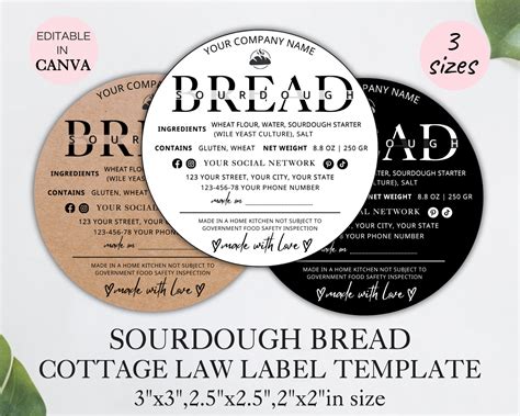 Sourdough Bread Cottage Law Label Printable Sourdough Breads Food