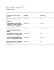 Code Set Usage Docx Kristy Alexander January Code Set Usage