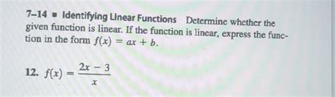 Solved 7 14 ﻿identifying Linear Functions Determine