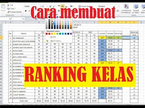 CARA MEMBUAT RANKING KELAS DI EXCEL TUTORIAL YouTube