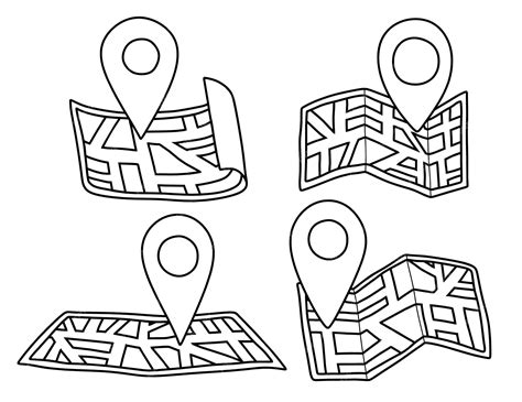 Premium Vector Doodle Set Of Cute Gps Map Doodle Gps Map Icon Hand