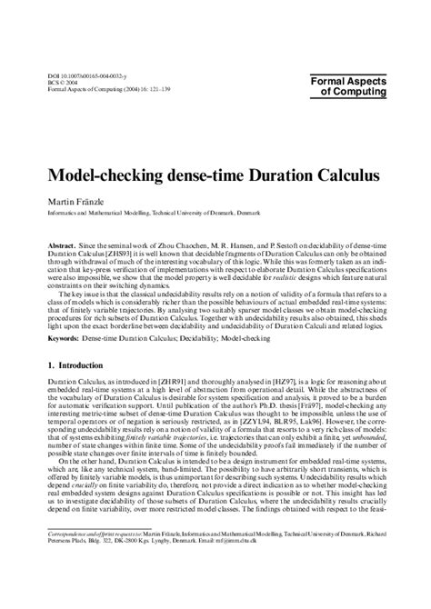 Pdf Model Checking Dense Time Duration Calculus
