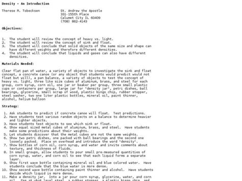 Density An Introduction Lesson Plan For 2nd 6th Grade Lesson Planet