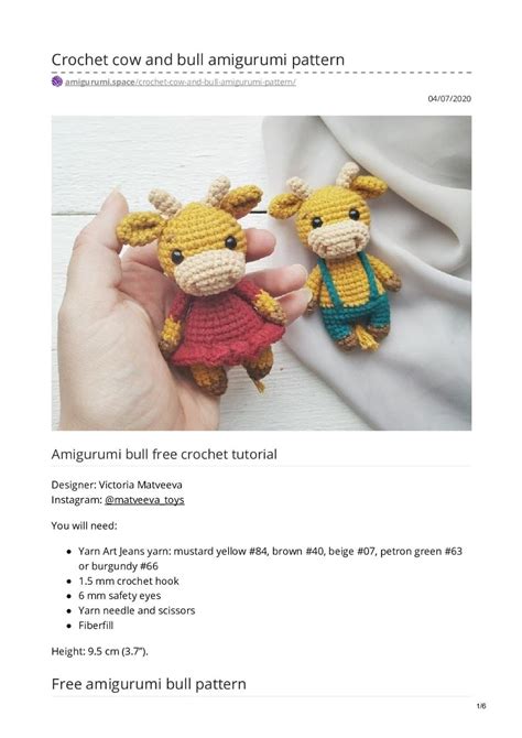 Crochet Cow And Bull Amigurumi Pattern