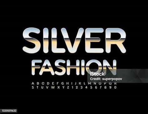 벡터 글래머 엠블럼 실버 패션 우아한 알파벳 문자 및 숫자 세트 Fashion Show에 대한 스톡 벡터 아트 및 기타 이미지