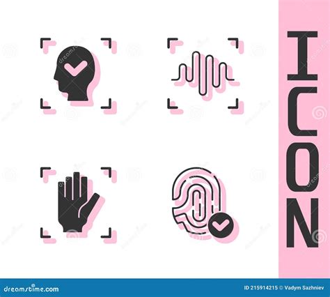 Set Fingerprint Face Recognition Palm And Voice Icon Vector Stock Vector Illustration Of