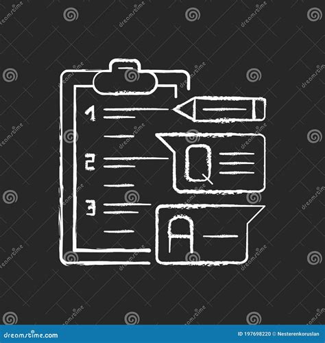 Short Answer Test Chalk White Icon On Black Background Stock Vector