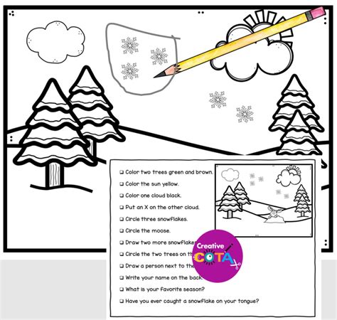 Winter Following Directions Activity Your Therapy Source