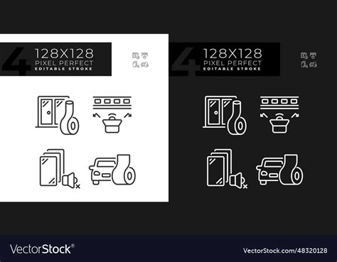 Editable Pixel Perfect Soundproofing Icons Set Vector Image
