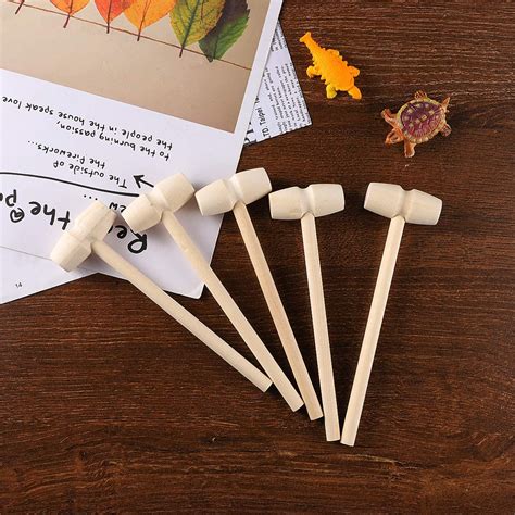 NUOBESTY Mini Wooden Hammer 20pcs 15 X 4 2 X 1 9 Cm Nature Hardwood
