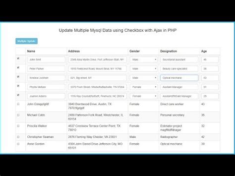 Update Multiple Rows With Checkbox In Php Using Ajax Jquery Webslesson