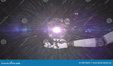 image of network processing data over hand of robot arm with prismatic