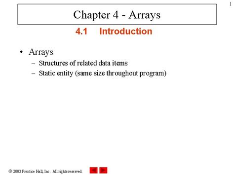 1 Chapter 4 Arrays 4 1 Introduction Arrays