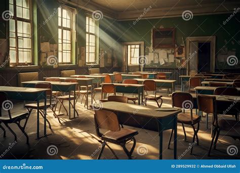 Baberoom Serenity An Unoccupied Classroom With Desks And Tables Generative By Ai Stock