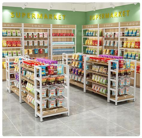 Miniso Style Wooden Supermarket Display Rack Gondola Display Stand