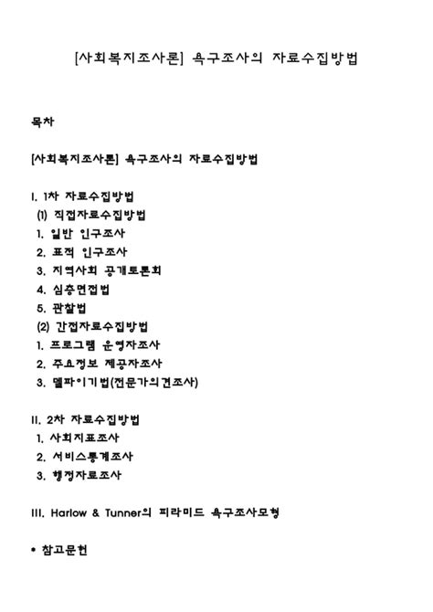 사회복지조사론 욕구조사의 자료수집방법 사회과학