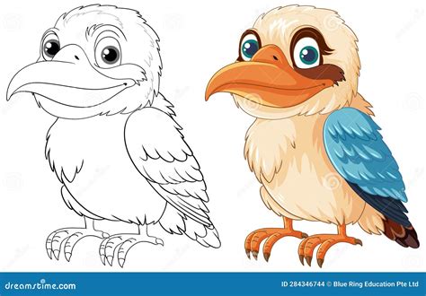 A Cartoon Illustration Of A Cute Kookaburra Bird Standing Isolated On