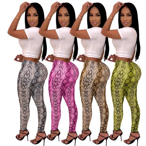 Novelty Python Printing Leggings Casual Slim Capris Cotton Trousers Boa