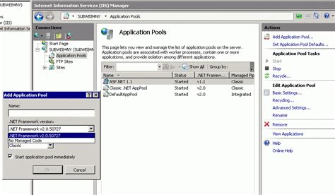Solved Creating More Than One Aspnet 11 App Pool On 64 Bit Iis 7