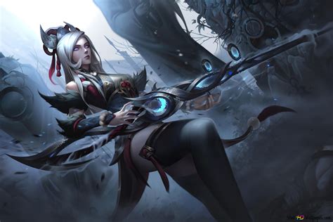 Snowmoon Caitlyn 리그 오브 레전드 LOL 4K 배경화면 다운로드