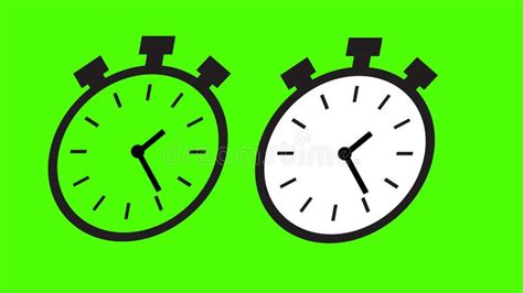Looping Stopwatch Timer Icon Animation On Green Screen Background In 4k