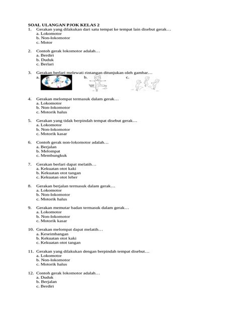 Soal Ulangan Pjok Kelas 2 Pdf