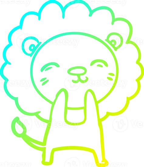 Cold Gradient Line Drawing Of A Cartoon Lion 40074141 Png