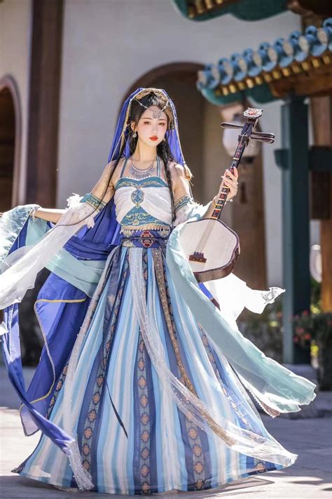 原创敦煌异域风情汉服女天竺公主西域神女改良汉元素古装全套春秋 阿里巴巴