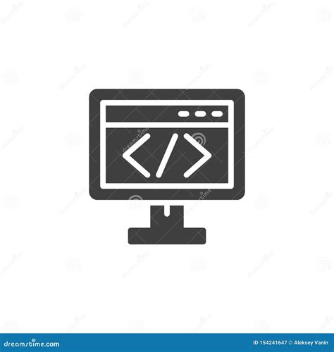 Computer Monitor With Script Code Vector Icon Stock Vector
