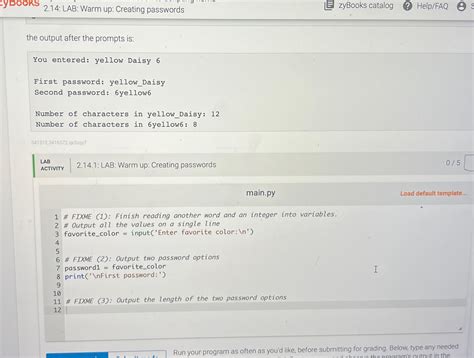 2 14 LAB Warm Up Creating PasswordszyBooks Chegg