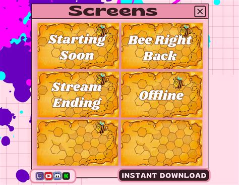 Full Honeycomb Stream Package Honey Bee Emotes Honeycomb Badges Honeycomb Alerts Honeycomb