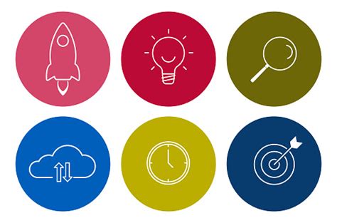 검색 아이디어 클라우드 시작 시간 및 목표 비즈니스 사인의 간단한 라인 아이콘 집합입니다 벡터 일러스트 레이션 Eps10 0명에 대한 스톡 벡터 아트 및 기타 이미지