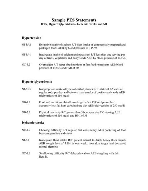 Sample Pes Statements Capital Health