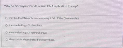Solved Why Do Dideoxynucleotides Cause Dna Replication To