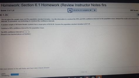 Solved Homework Section 6 1 Homework Review Instructor
