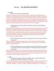 BIOL 1406 Lab 6 Quiz 1 Pdf BIOL 1406 CELL AND MOLECULAR BIOLOGY A Prelab 1 What Is An