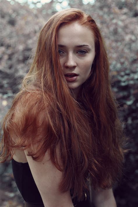 Women Model Redhead Long Hair Portrait Display Blue Eyes Looking