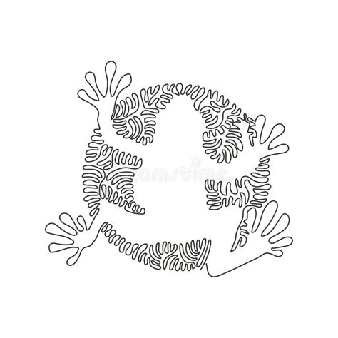 Continuous One Curve Line Drawing Of Funny Frog Abstract Art In Circle Single Line Editable