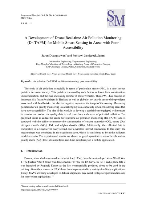 Pdf A Development Of Drone Real Time Air Pollution Monitoring Dr Tapm For Mobile Smart